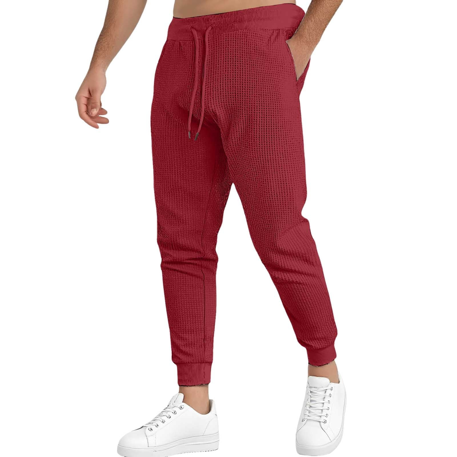 ADEYPCGD Men's Spring Summer Fashion Solid Color Casual Pants with ...
