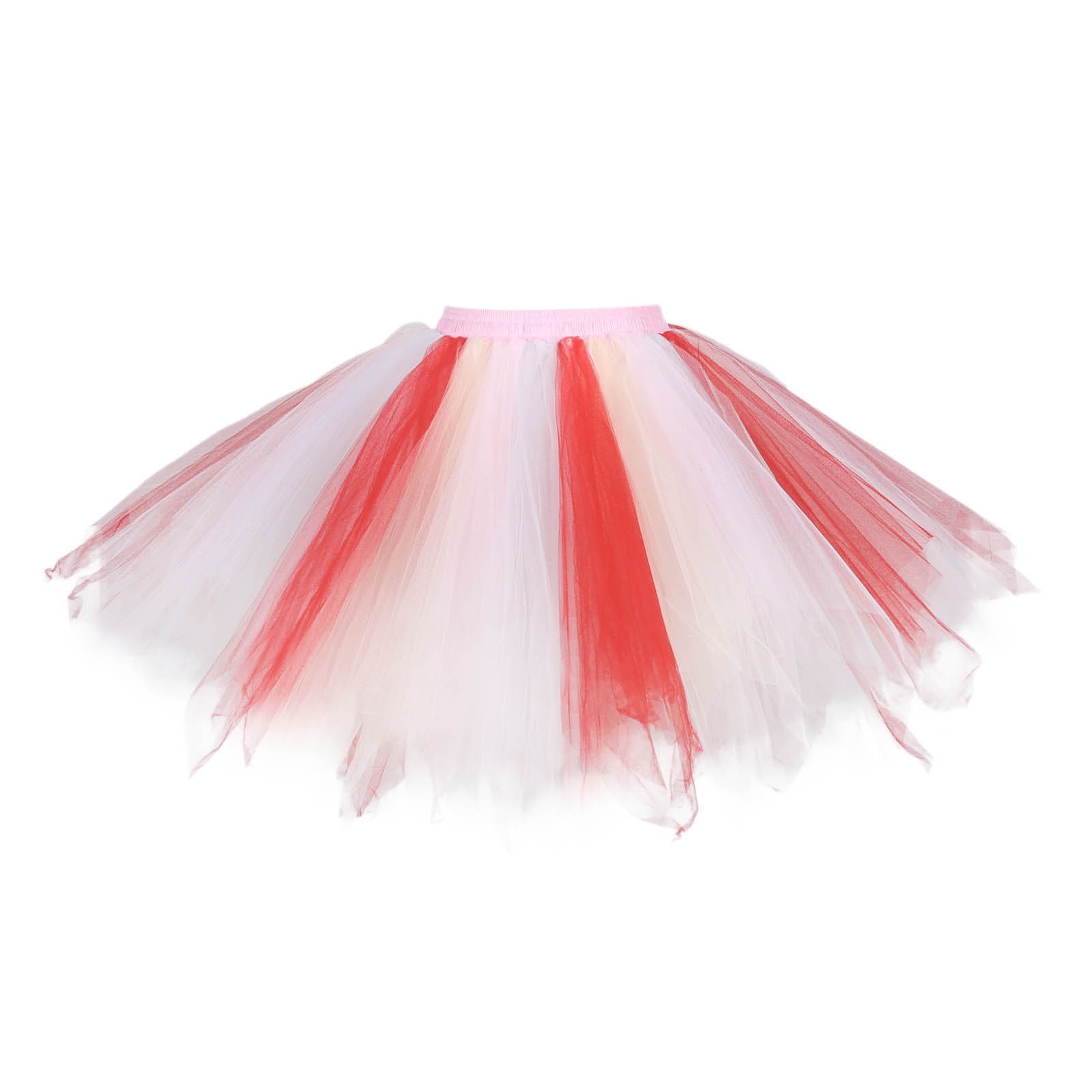 ADEYPCGD Women Patchwork Skirt Holiday Party TuTu Ballet Skirts White ...