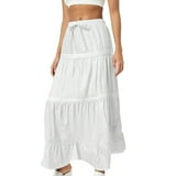 ADEYPCGD Women's A-Line Midi Skirt Flowy Boho Design with Tie Waist and ...