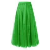 ADEYPCGD Women's A-Line Swing Skirt Elegant Solid Color Midi Length ...