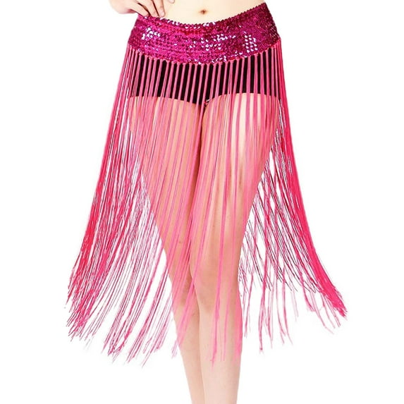 ADEYPCGD Women's Belly Dance Performance Skirt with Sequined Waist ...