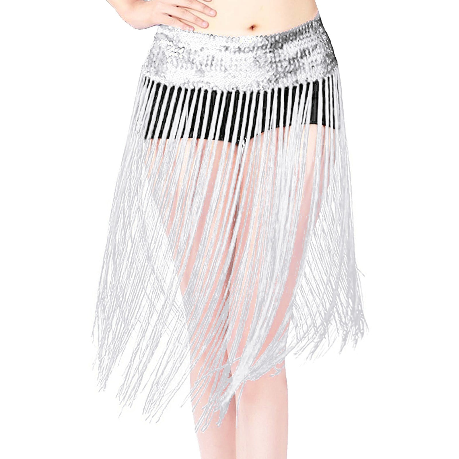 ADEYPCGD Women's Belly Dance Performance Skirt with Sequined Waist ...