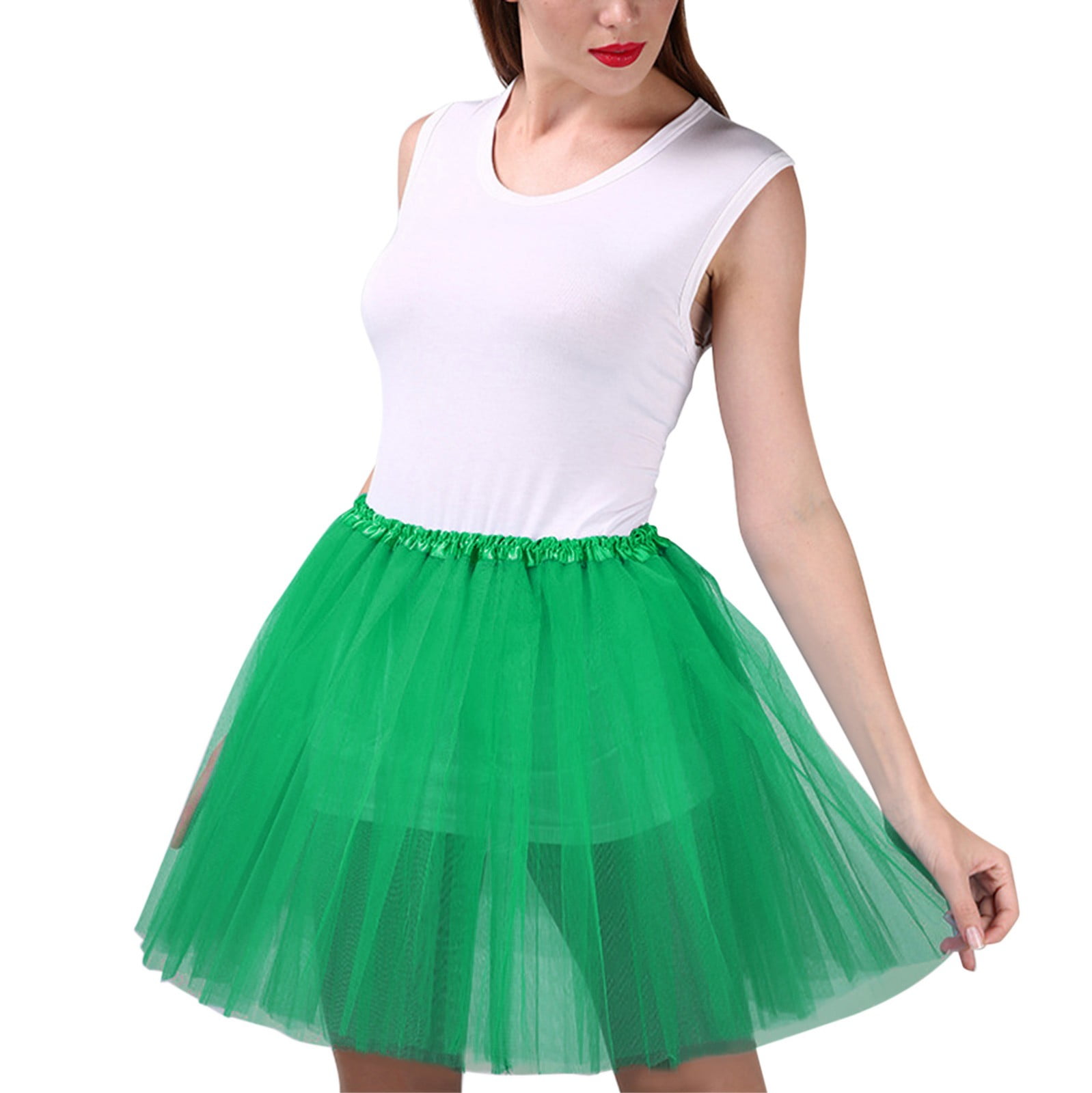 ADEYPCGD Women's Candy Color Skirt Support Half Body Puff Petticoat ...