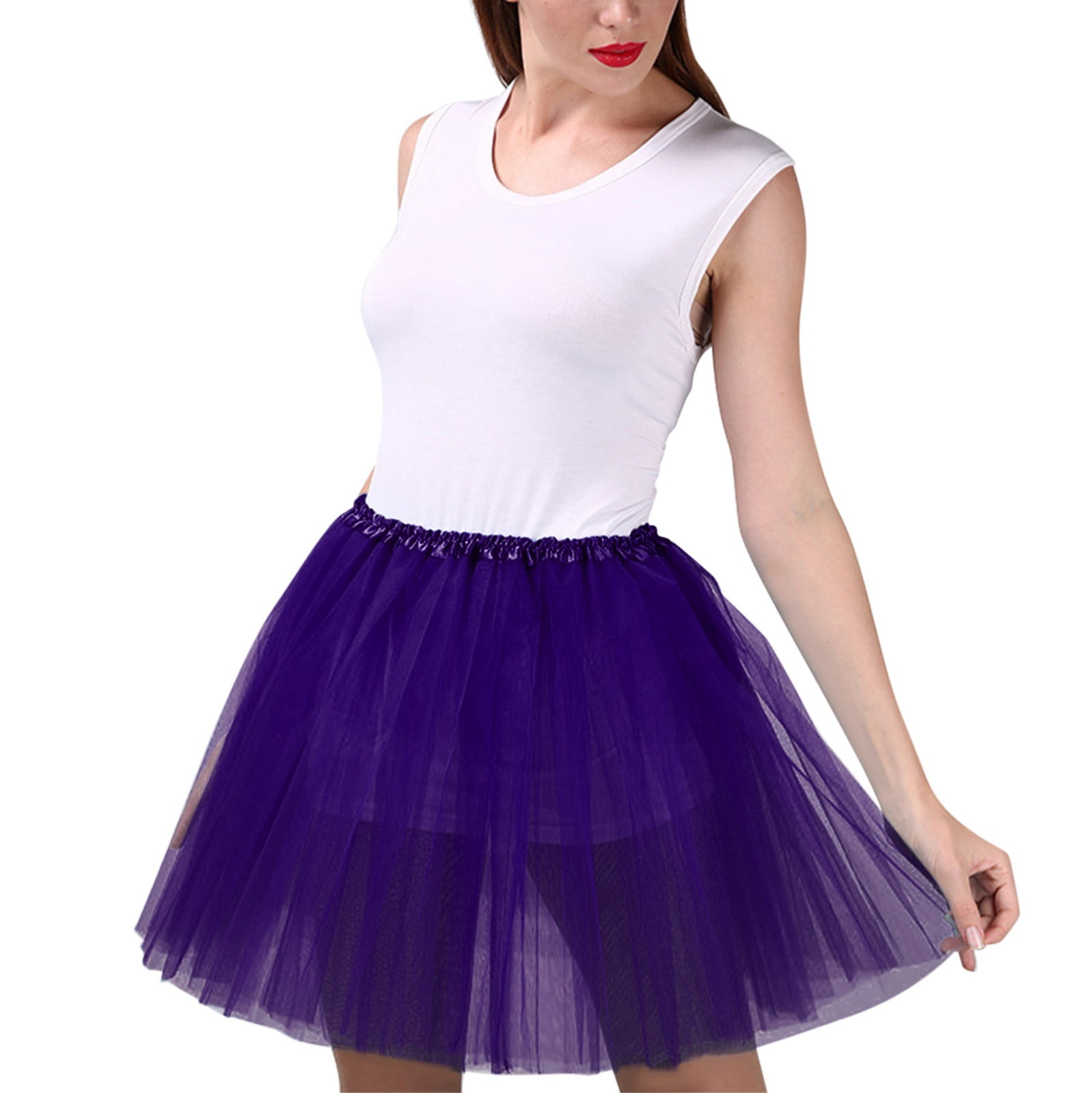 ADEYPCGD Women's Candy Color Skirt Support Half Body Puff Petticoat ...