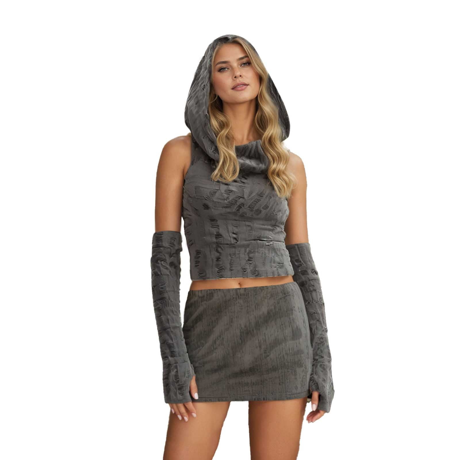 ADEYPCGD Women’s Casual Camisole Slim Fit Hooded Crop Top Sleeveless ...