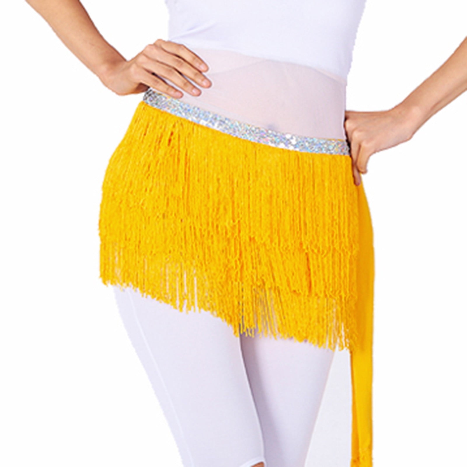 ADEYPCGD Women's Encryption Tassel Waist Towel for Latin Dance and ...