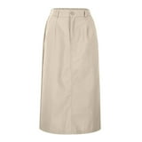 ADEYPCGD Women's Flowy Linen A-Line Midi Skirt Featuring Functional ...