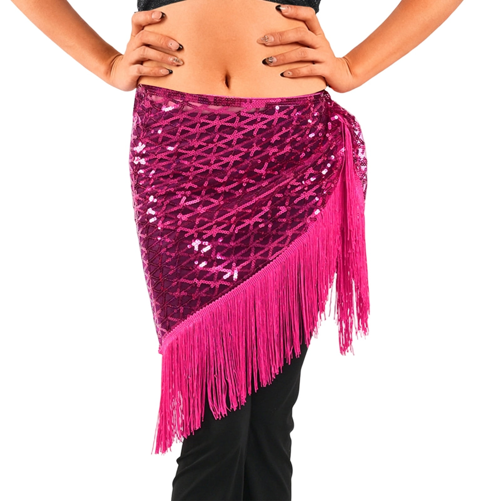 ADEYPCGD Women's Fringe Sequin Skirt For Belly Dance Performance And ...