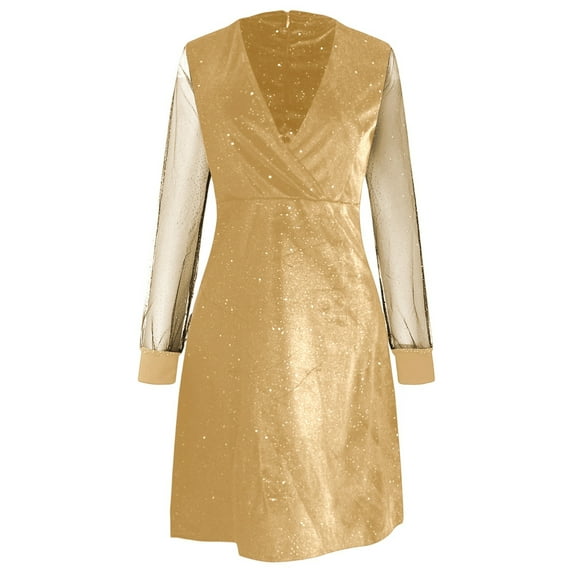 ADEYPCGD Women's Glitter Dress Women's Party Dress Dresses V-Neck ...