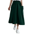 ADEYPCGD Women's High Waist A-Line Midi Skirt with Elegant Color Block ...