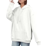 ADEYPCGD Women's Hoodies Plain Plus Size Drawstring Sweatshirt Casual ...