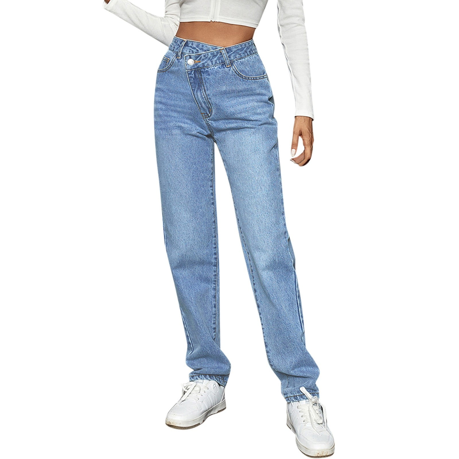 ADEYPCGD Women's Jeans High-Waisted Loose Fit Denim Pants for Women ...