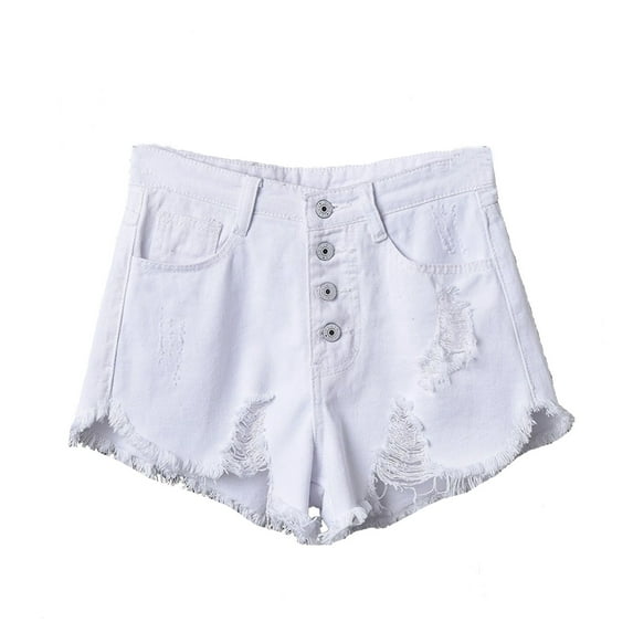 ADEYPCGD Women's Jeans Women's Summer Solid High Waist Perforated Wide ...