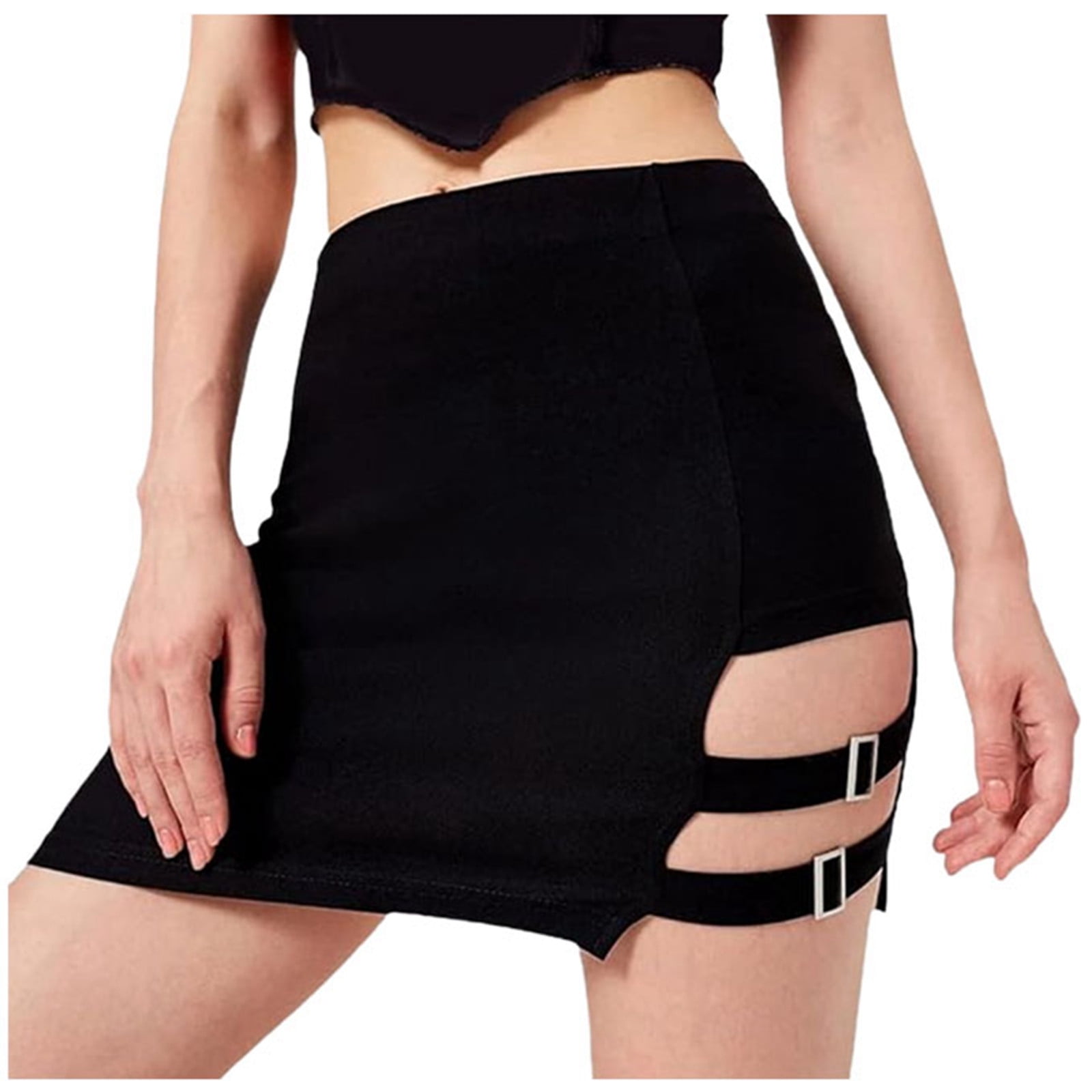 ADEYPCGD Women's Korean Style High Waist A-Line Asymmetrical Mini Skirt ...