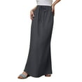 ADEYPCGD Women's Linen Maxi Skirt with Drawstring Waist Flowy A-Line ...