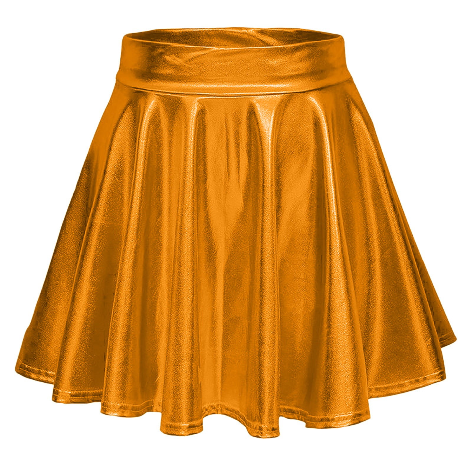 ADEYPCGD Women's Metallic Skater Skirt Sparkly Shiny Flared Pleated A ...