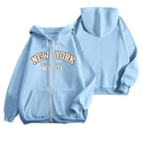ADEYPCGD Women's New York Graphic Zip Up Hoodies Full Zip Hoodie Letter ...