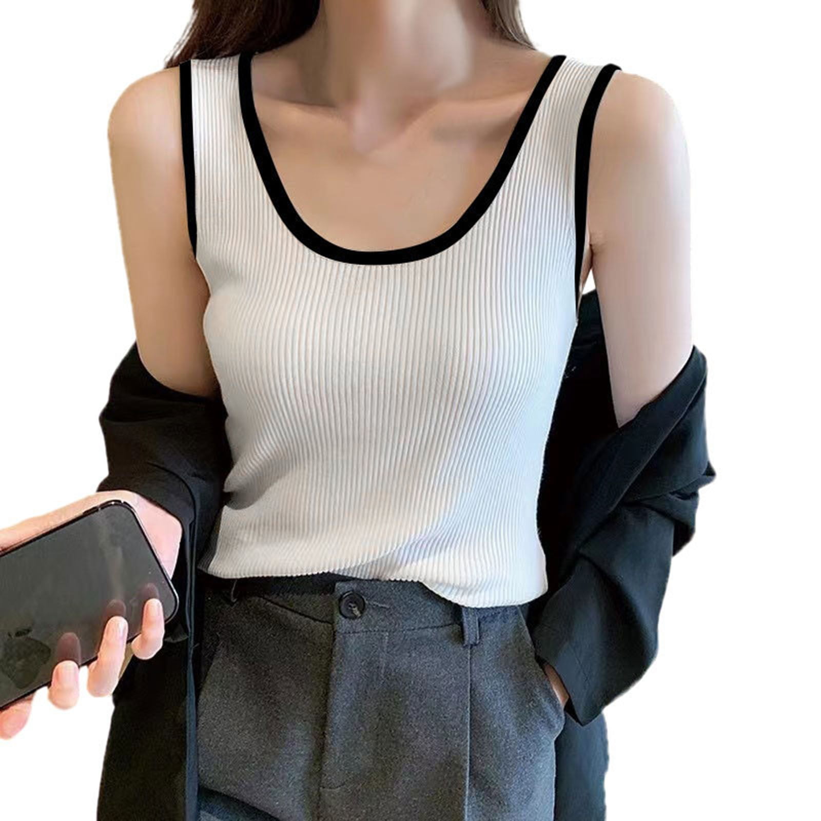 ADEYPCGD Women’s Ribbed Camisole Ribbed Stretchy Camisole Slim Fit ...