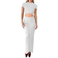 ADEYPCGD Women's Ribbed Knit Two-Piece Set - Mock Neck Crop Top ...