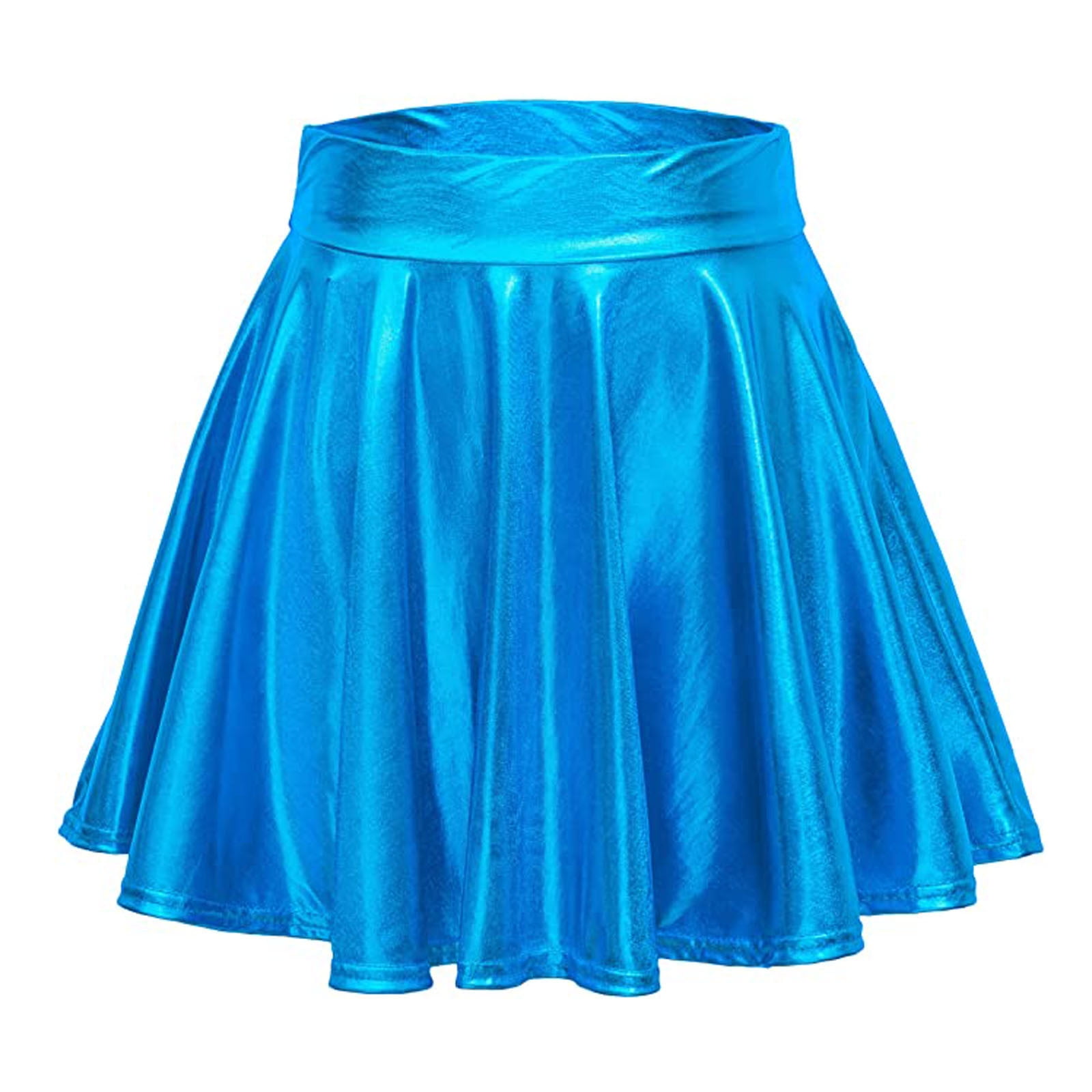 ADEYPCGD Women's Skirt Flared Pleated A-Line Mini Shine Fashion for ...