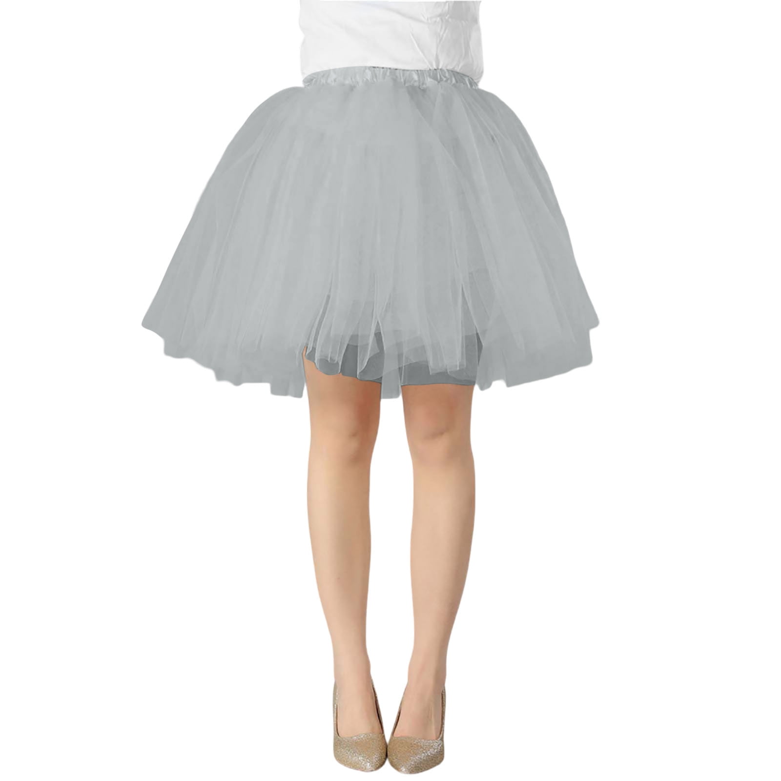 ADEYPCGD Women's Solid Color A-Line Tutu Skirt for Party Performance ...