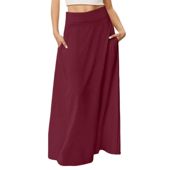 ADEYPCGD Women's Straight Cut Midi Skirt Solid Casual Daily Wear ...