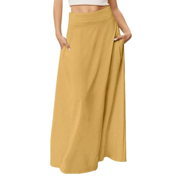 ADEYPCGD Women's Straight Cut Midi Skirt Solid Casual Daily Wear ...