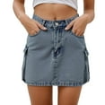 ADEYPCGD Women's Straight Denim A Line Mini Skirt Casual Daily Wear ...