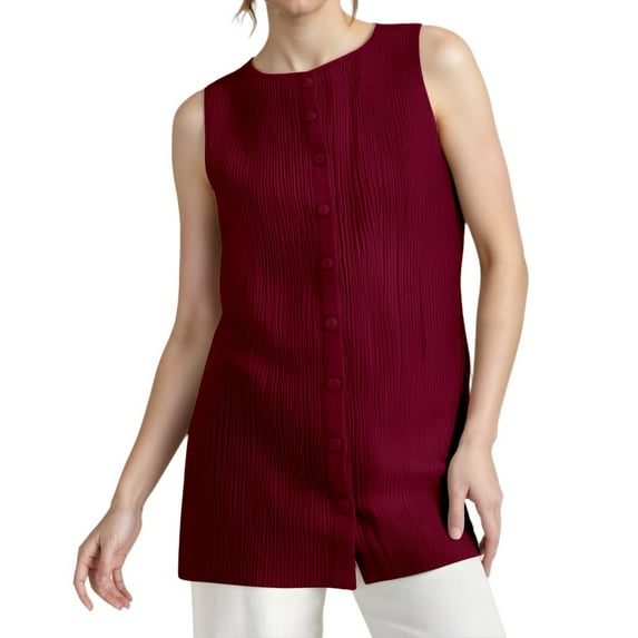 ADEYPCGD Women's Tank Top Solid Color Ribbed Button Down Vest ...