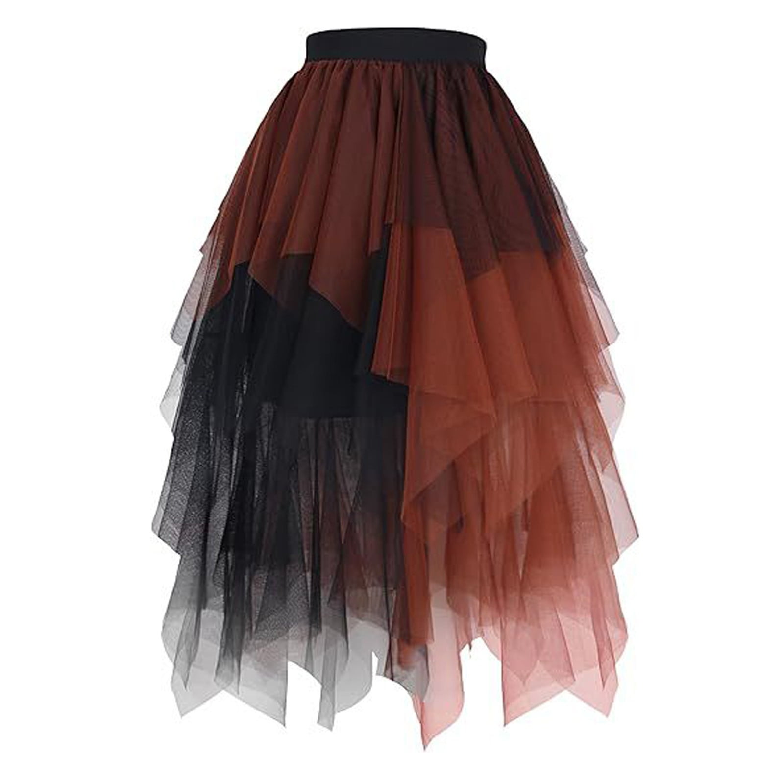 ADEYPCGD Women's Tulle Layered Midi Skirt with Sheer Overlay and ...
