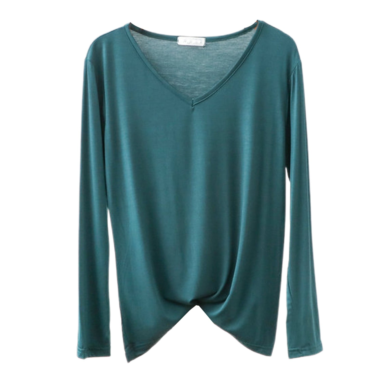 ADEYPCGD Women's V Neck Long Sleeve Basic Top for Everyday Wear and ...