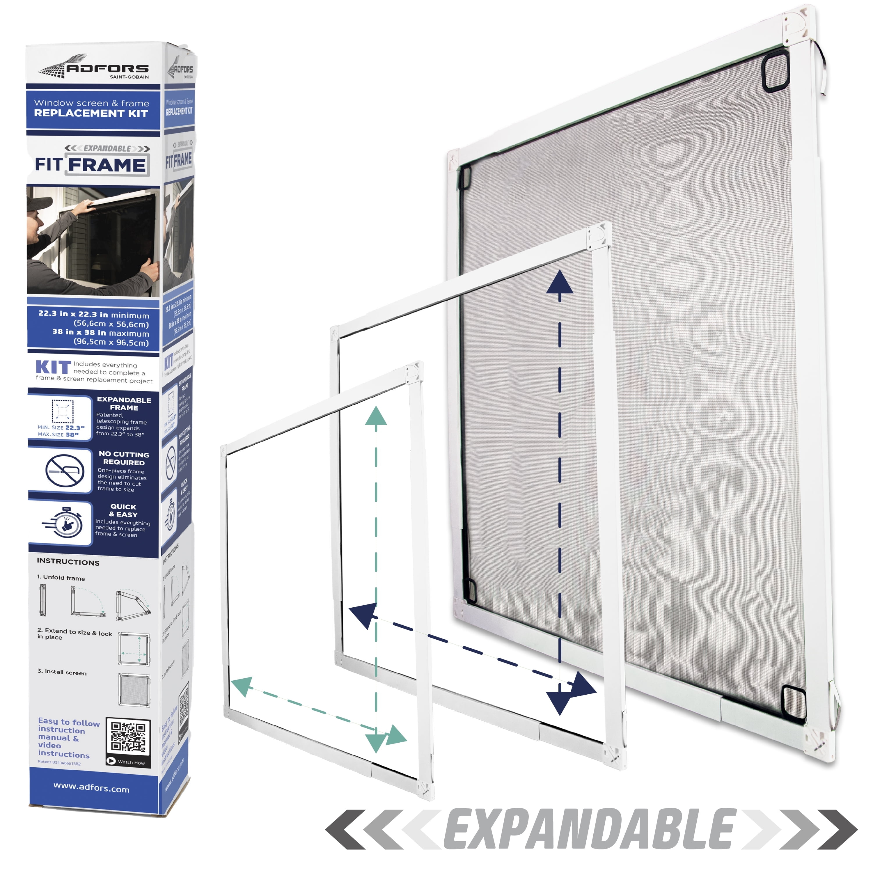ADFORS FITFrame Custom Window Screen Replacement Kit, Adjustable Screen ...