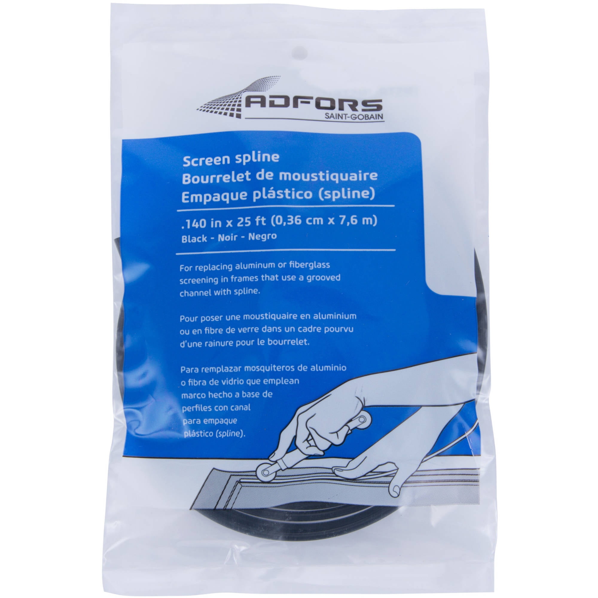 ADFORS Vinyl Spline for Window and Door Screens, .140 In. x 25 Ft ...