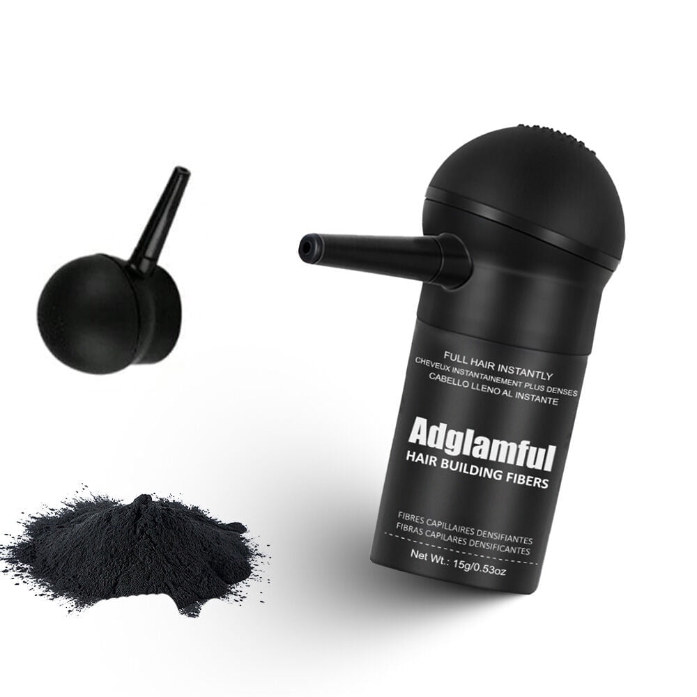 ADGLAMFUL Hair Fibers for Thinning Hair - 2-in-1 Kit, Dark Brown, 15g ...