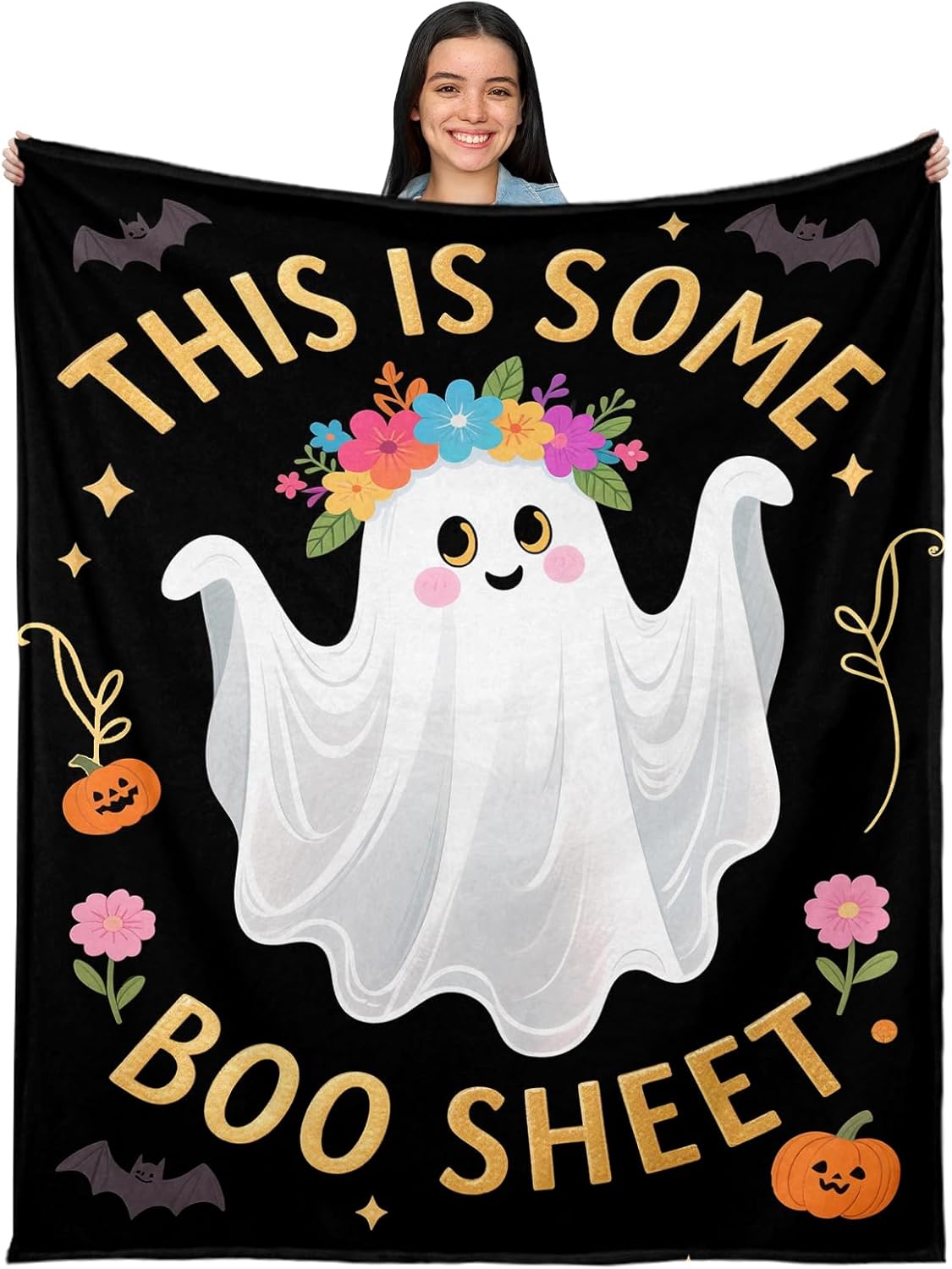 ADHART Halloween Blanket for Women Men Spooky Boo Basket Stuffers for ...