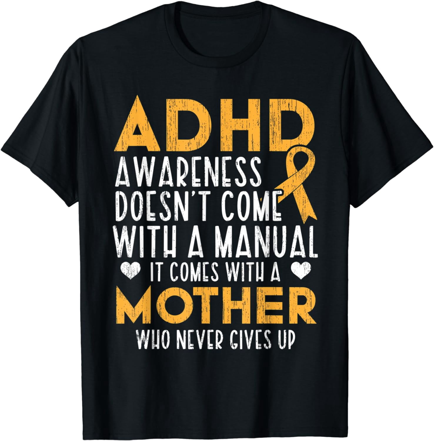 ADHD Awareness Ribbon Mental Health Embrace Neurodiversity T-Shirt ...