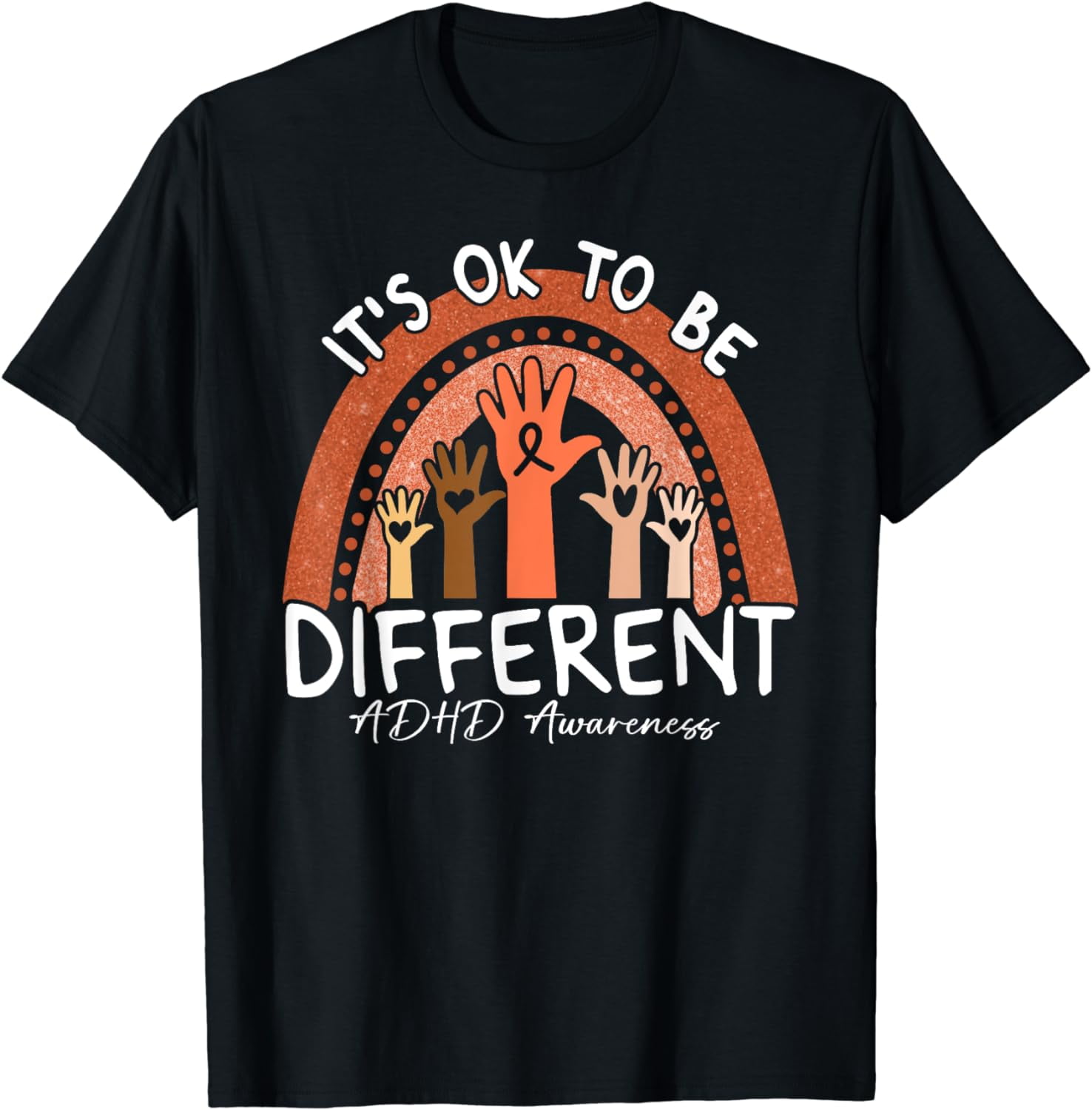 ADHD Awareness Shirt Orange Rainbow Hands T-Shirt - Walmart.com