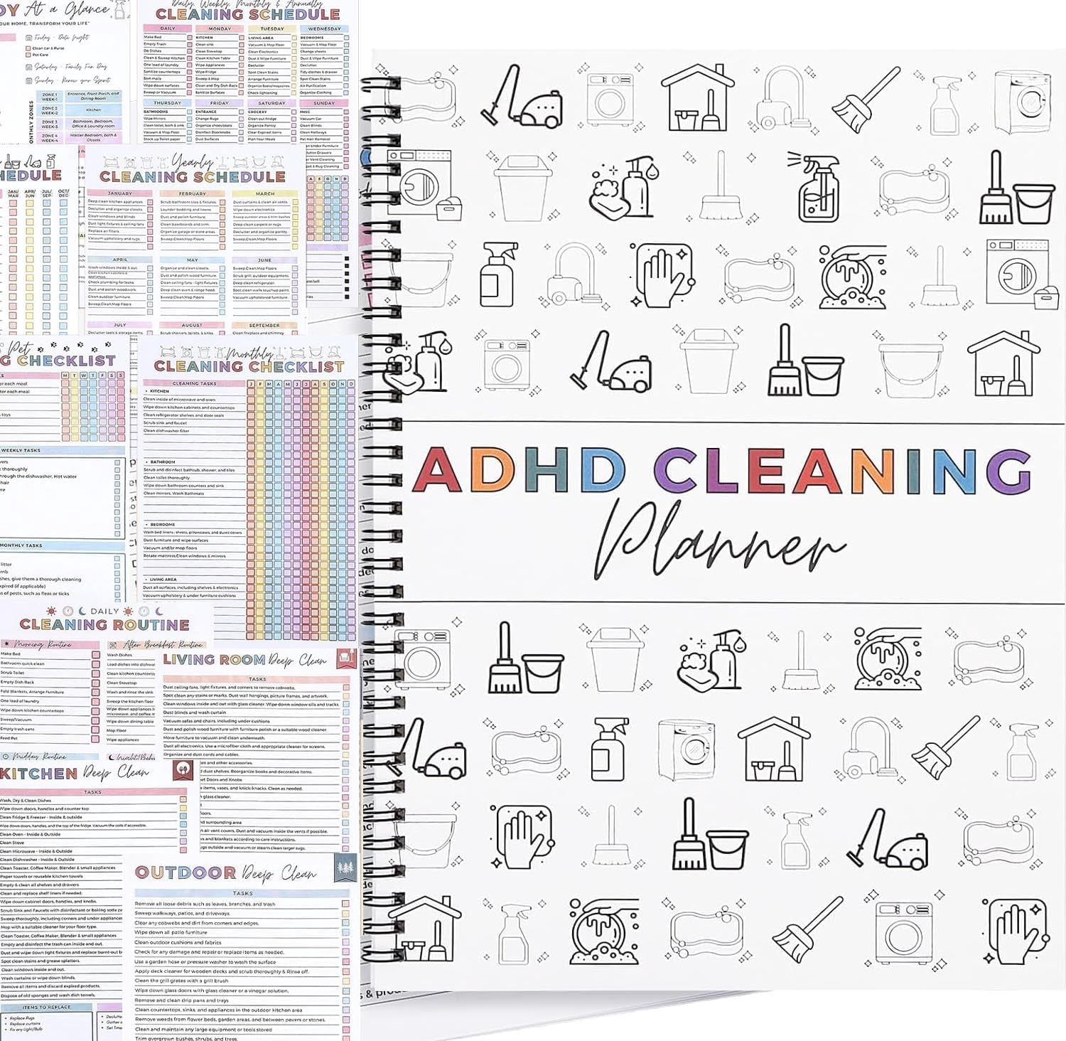 ADHD Cleaning Planner, Cleaning Schedule and Checklist Organizer, Daily ...