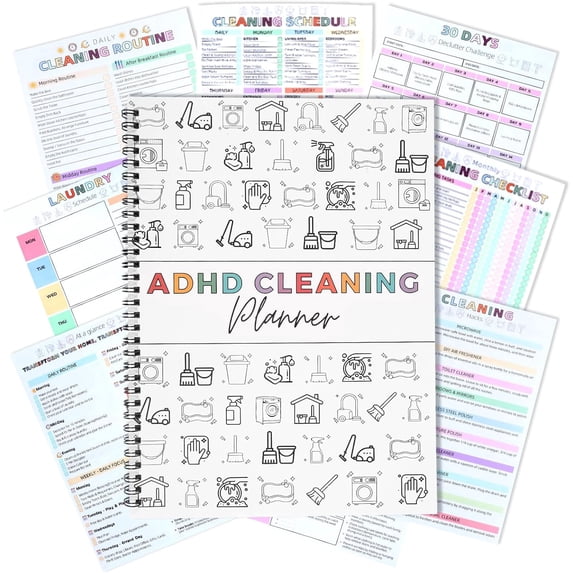 ADHD Cleaning Planner, Undated Spiral Bound Housekeeping Schedule ...
