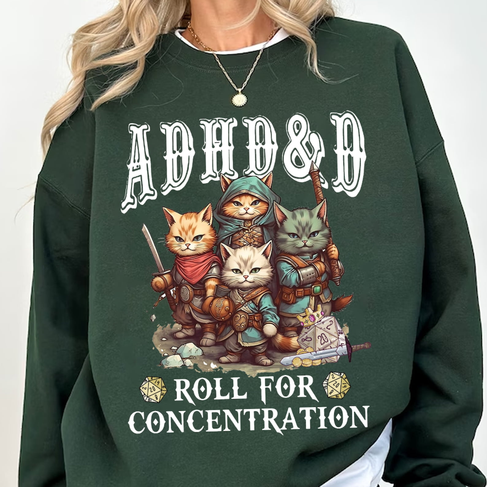 ADHD DnD Cat Sweatshirt, Cat DnD Shirt, Mental Health DM Gift,TTRPG ...