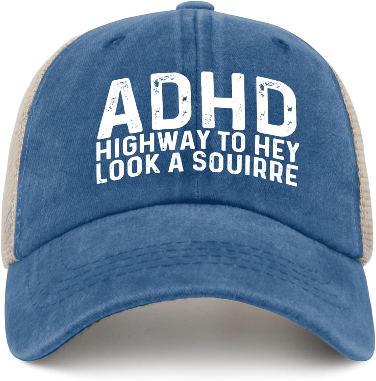 ADHD Highway to Hey Look A Squirre Trucker Hat Men Vintage Mesh Hats ...