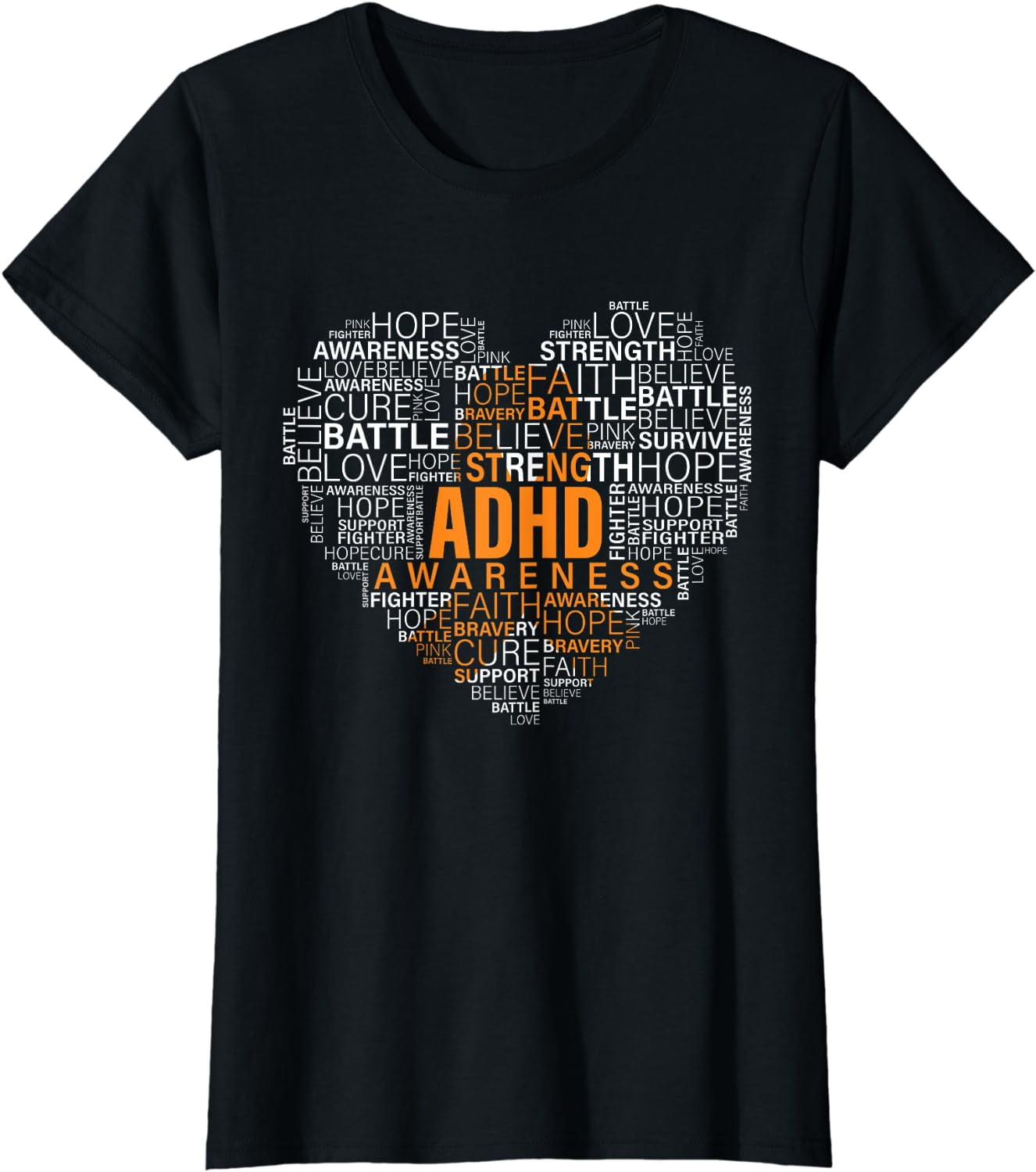ADHD awareness words cloud heart support proud ADHD warrior T-Shirt ...