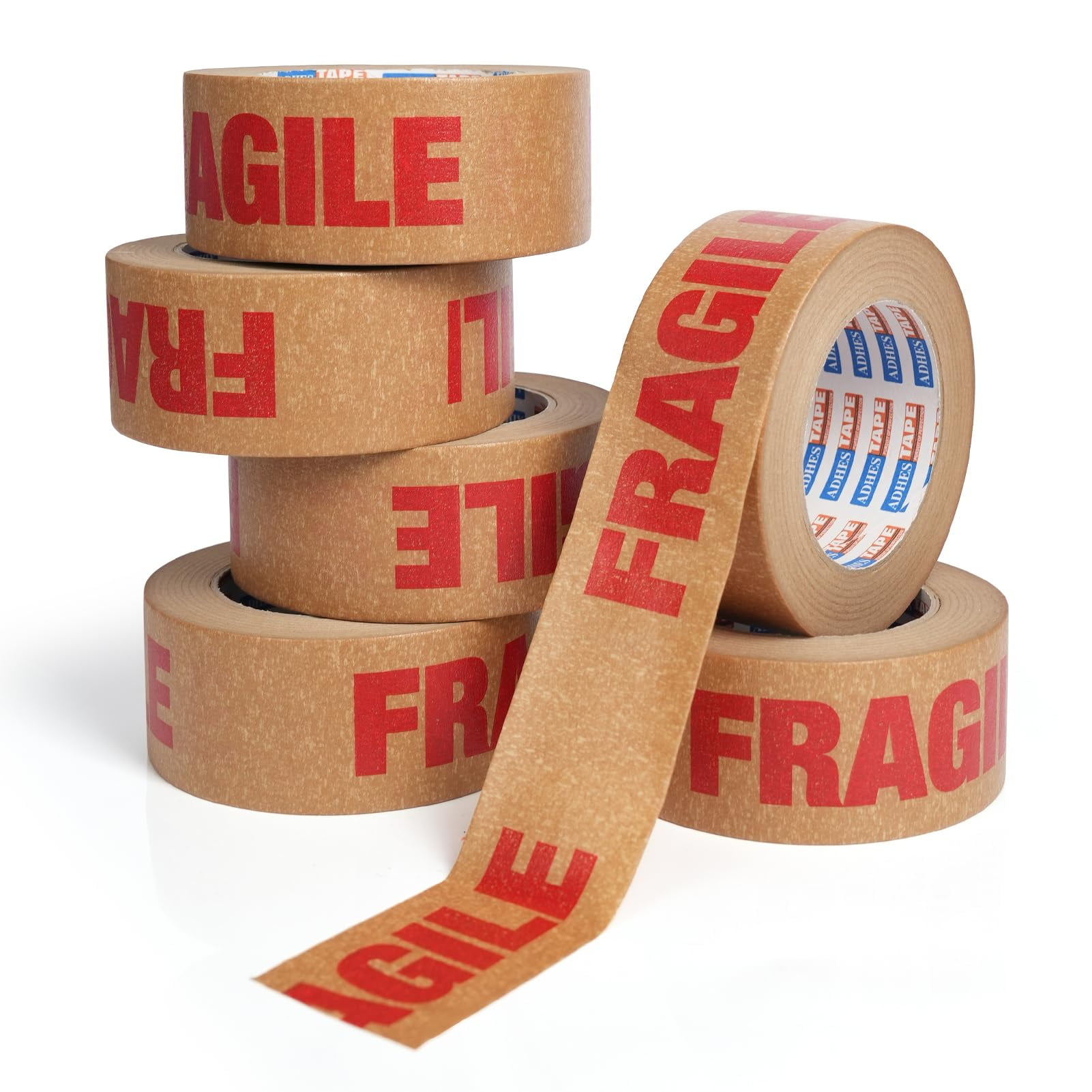 ADHES Fragile Tape, Biodegradable Kraft Paper Tape - 2in x 55yds, 6 ...