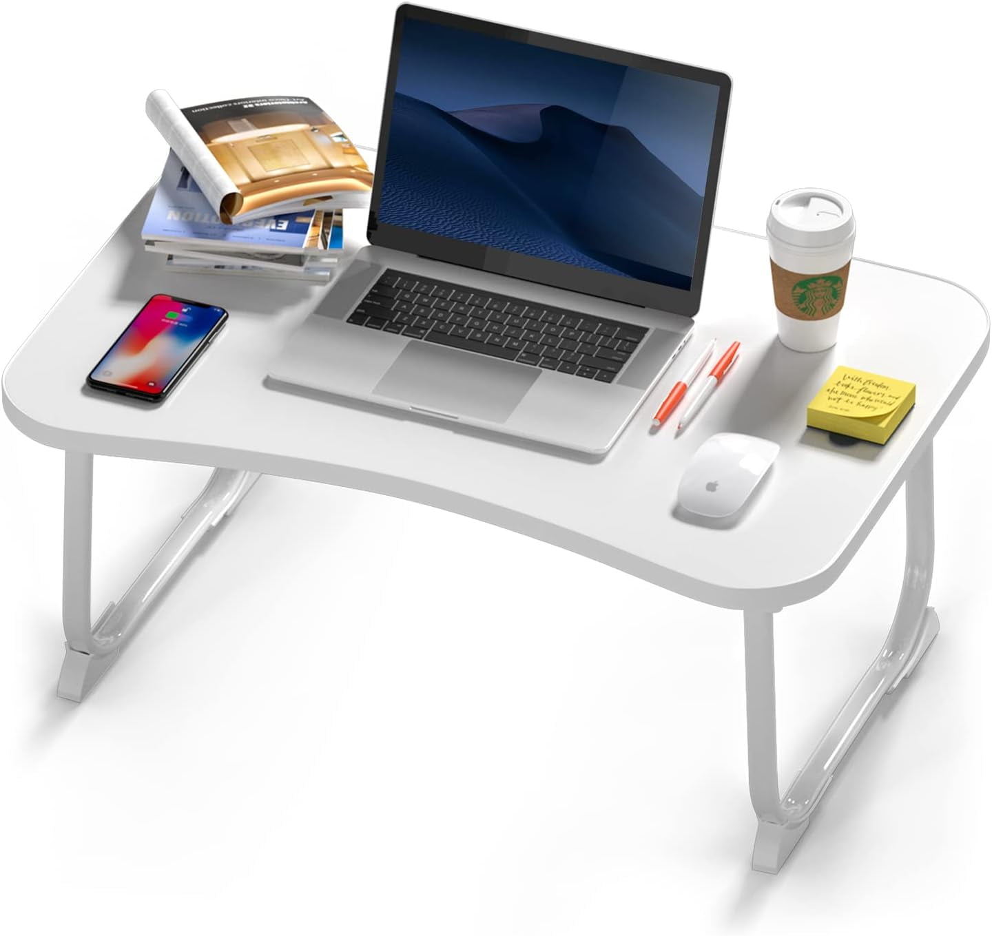 ADHINO Foldable Lap Desks for Laptop, 23.6-inch Portable Bed Tray Table ...