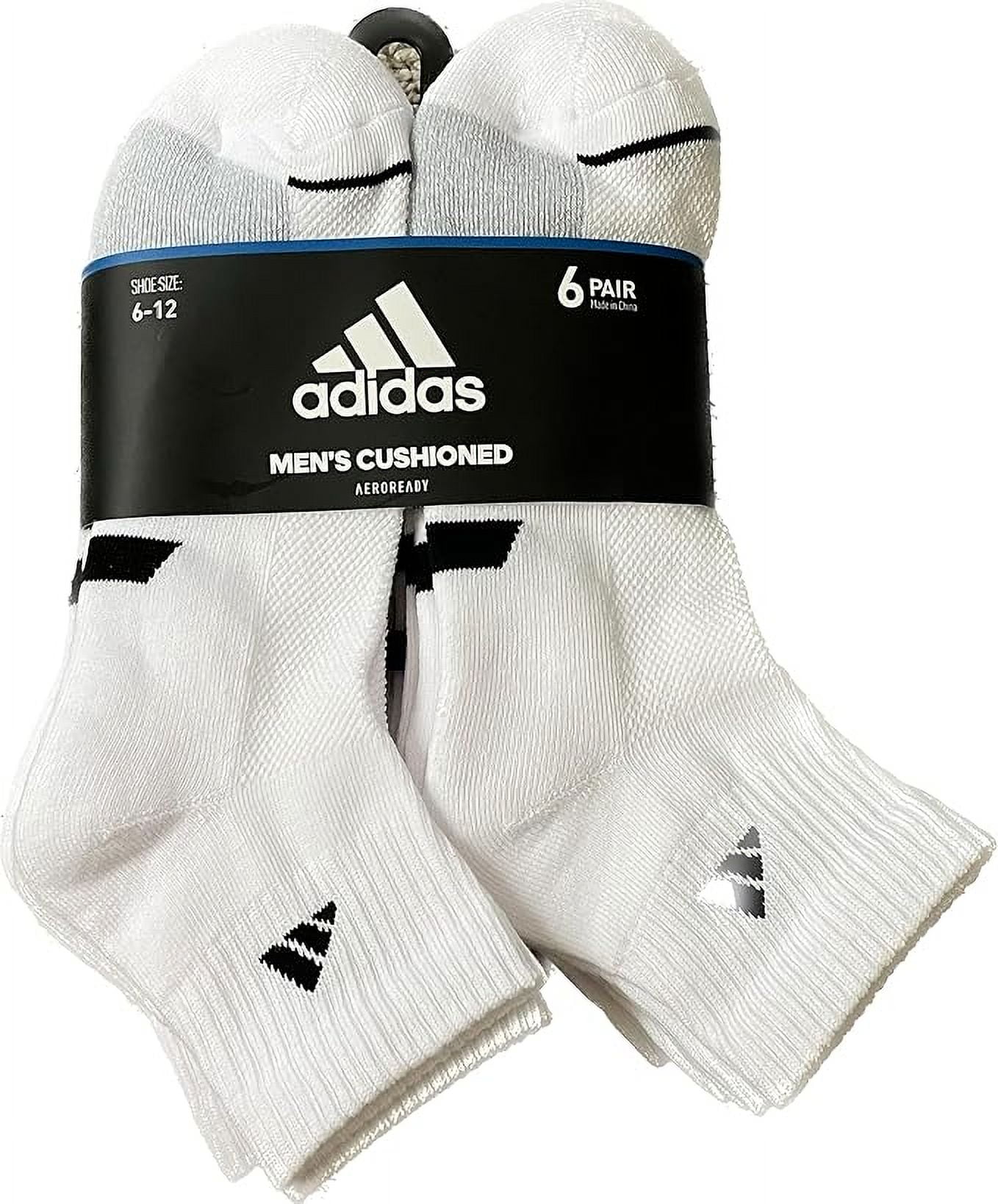ADIDAS SOCKS MEN'S - QUARTER CUT 243 - WHITE GREY - LARGE (6-12) - PACK ...