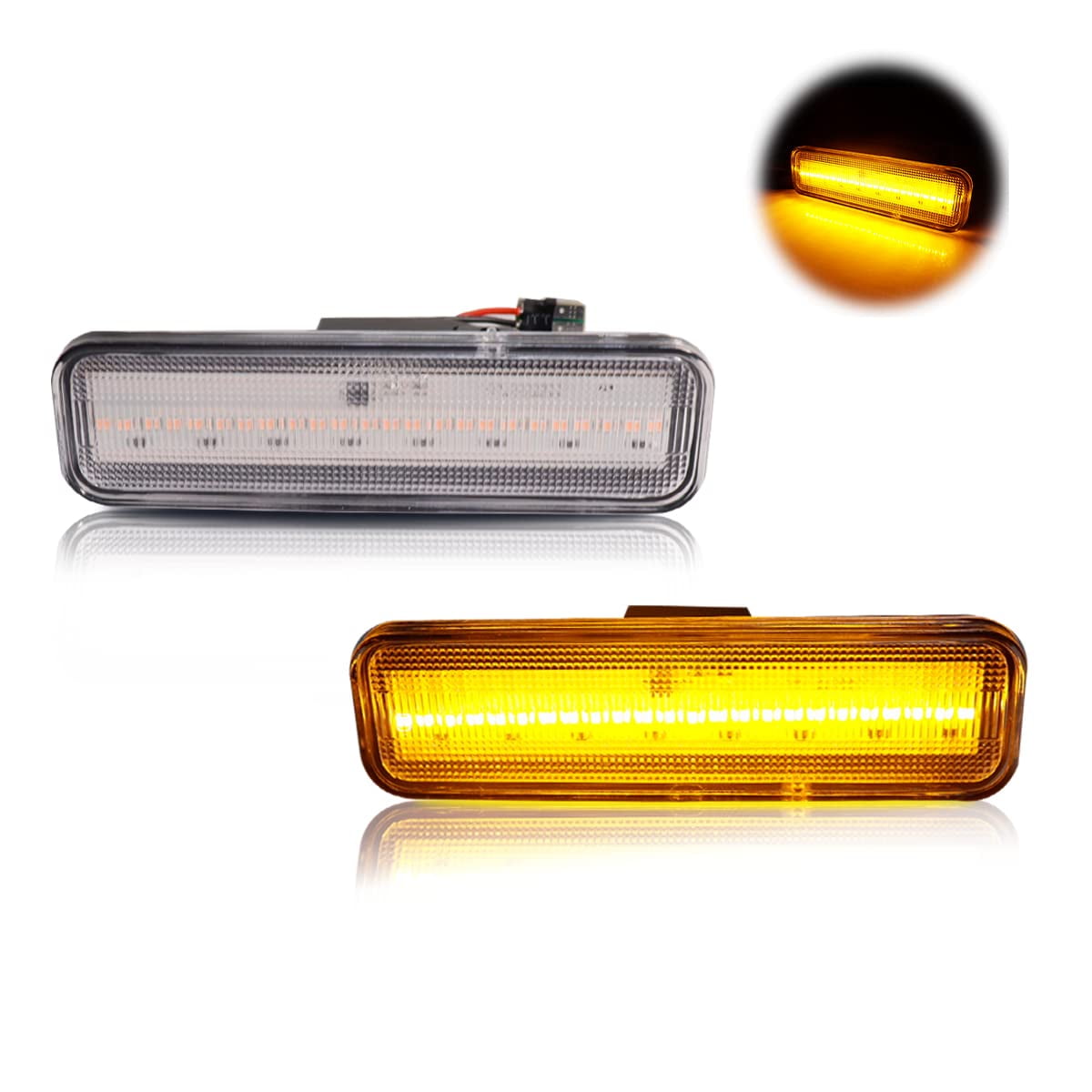 ADIIL Clear Lens Amber ZS23 LED Front Bumper Side Marker Lights Compatible With 1982-1987 ...