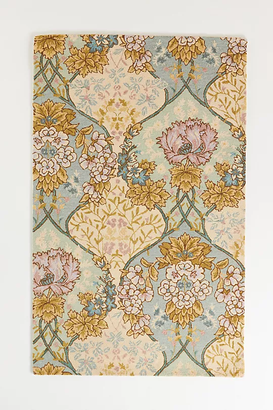 ADIL RUGS Hand-Tufted Edith Floral Wool Rug For Living Room, Dining ...