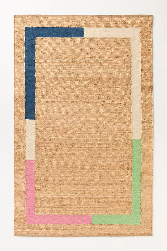 ADIL RUGS Vela Flatwoven Jute Colourblock-Border Area Rugs For Living ...