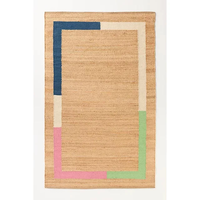 ADIL RUGS Vela Flatwoven Jute Colourblock-Border Area Rugs For Living ...