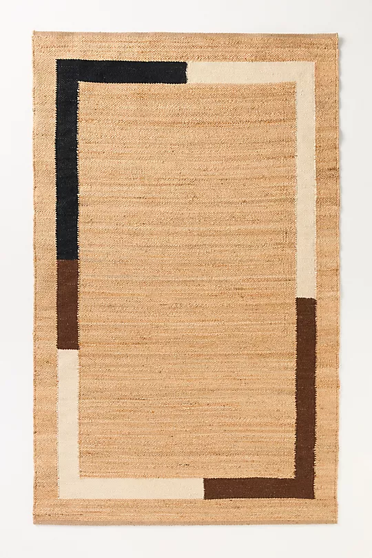 ADIL RUGS Vela Flatwoven Jute Colourblock-Border Area Rugs For Living ...